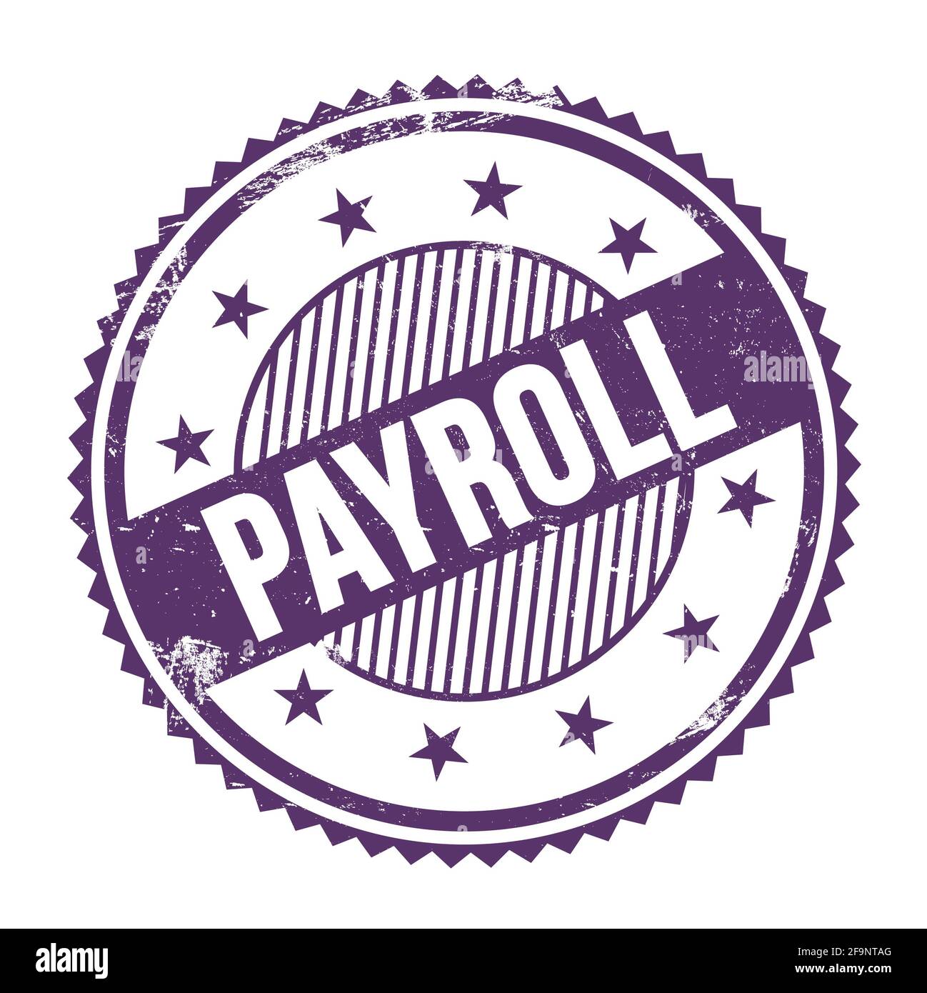 PAYROLL text written on purple indigo grungy zig zag borders round ...