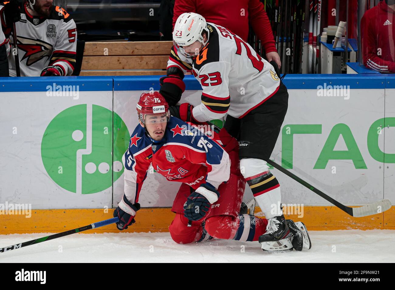 April 18, 2021. Russia, Moscow, CSKA arena. Hockey. Kontinental hockey ...