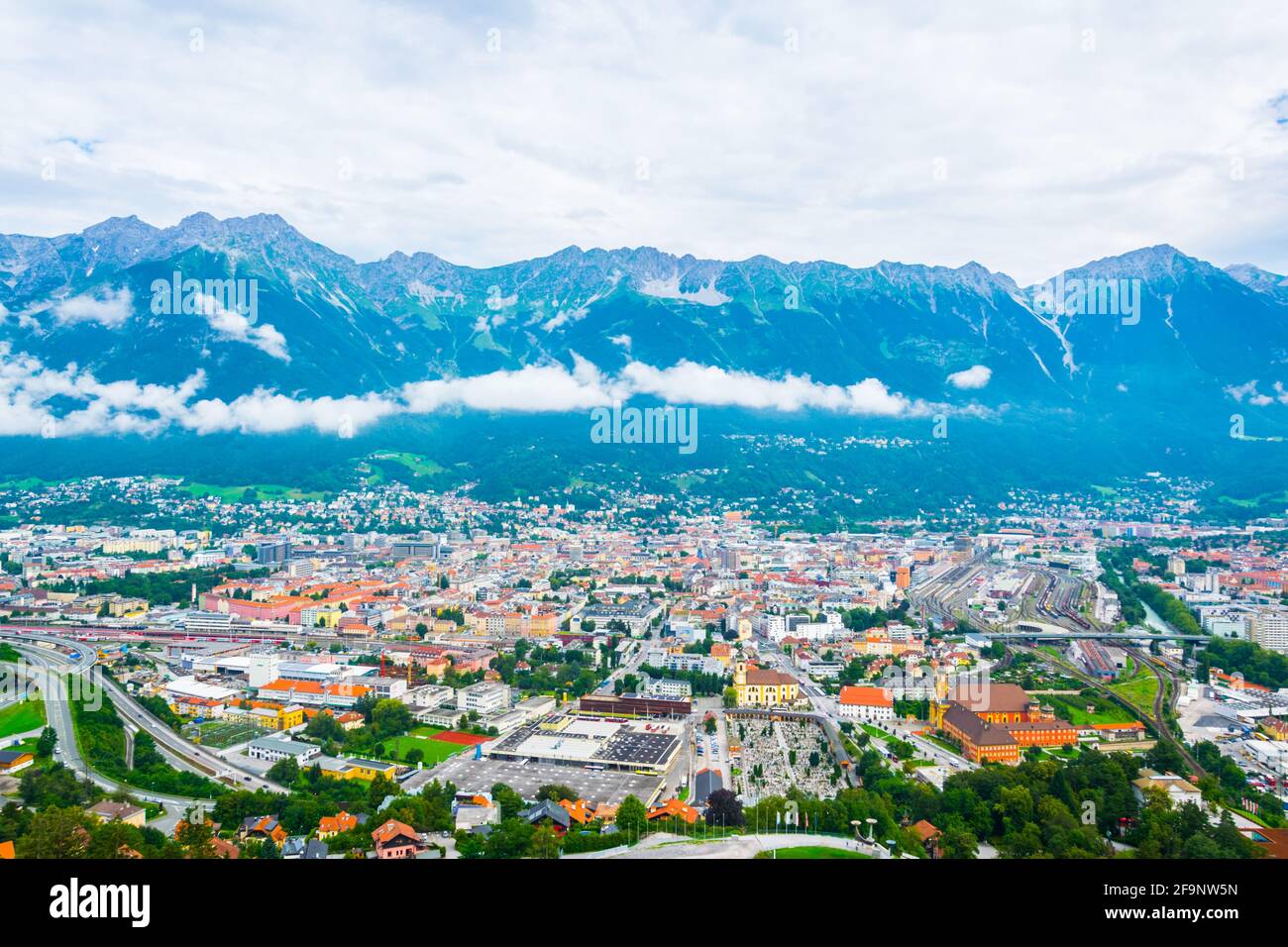 Aerial view of the Austrian city Innsbruck Stock Photo - Alamy