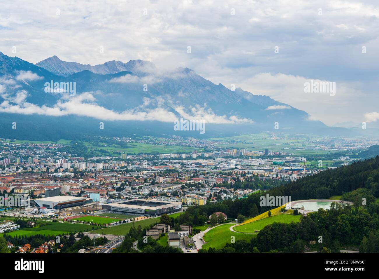Aerial view of the Austrian city Innsbruck Stock Photo - Alamy