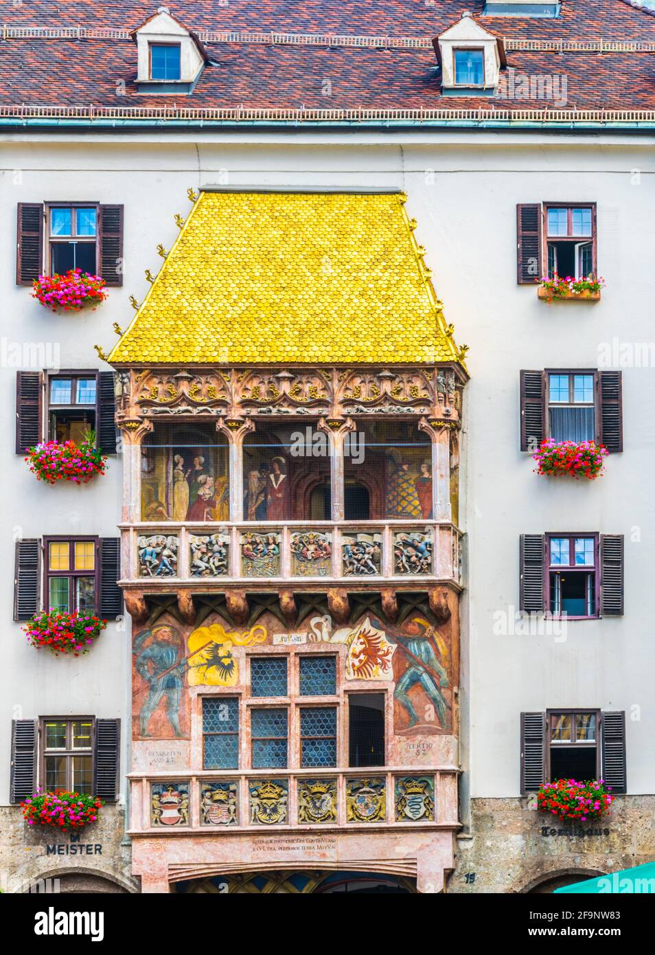 Detail of the famous goldenes dachl in Innsbruck, Austria Stock Photo ...