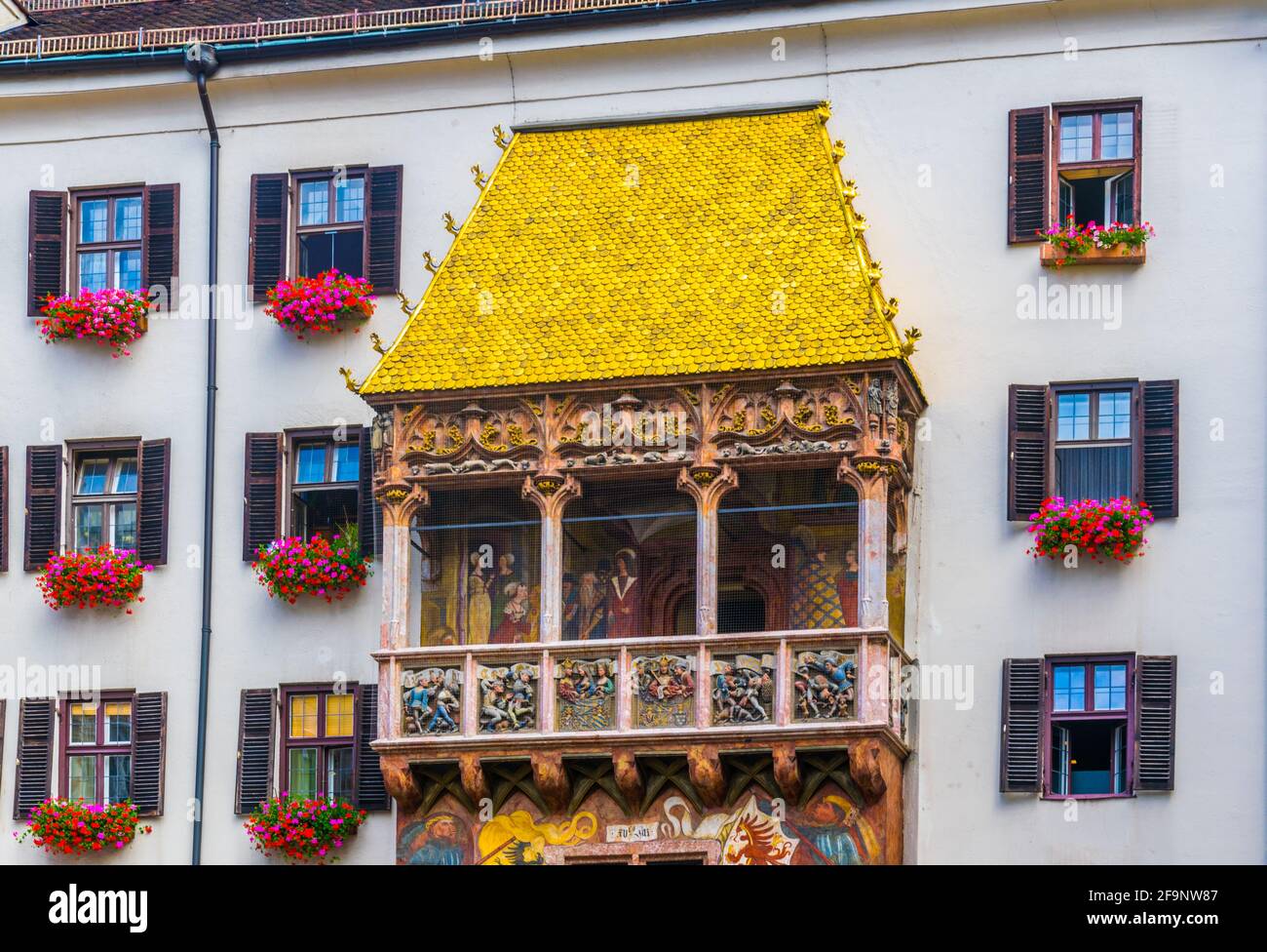 Detail of the famous goldenes dachl in Innsbruck, Austria Stock Photo ...
