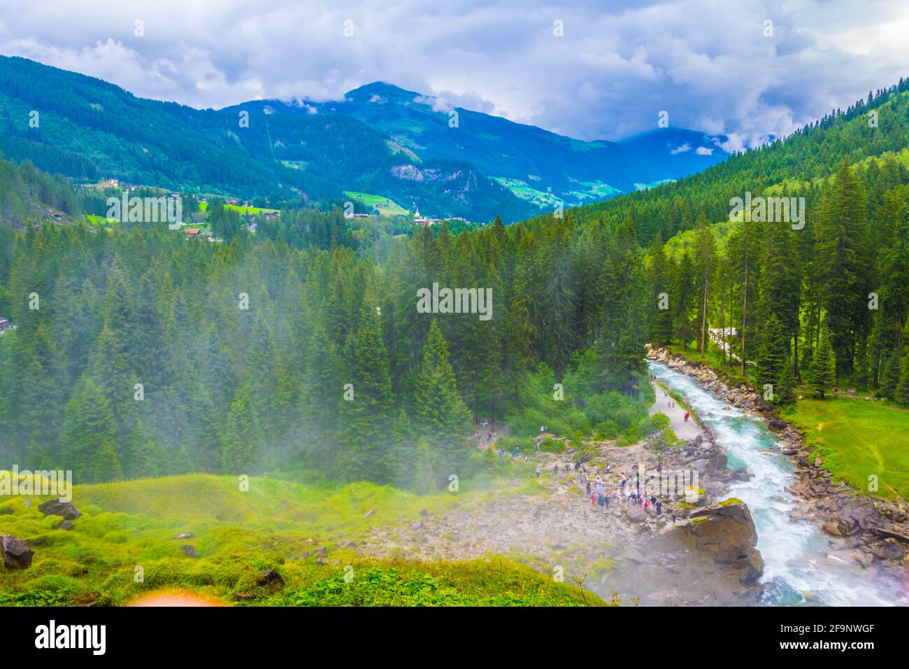 View of the Krimml Waterfall which is the highest waterfall in Austria ...