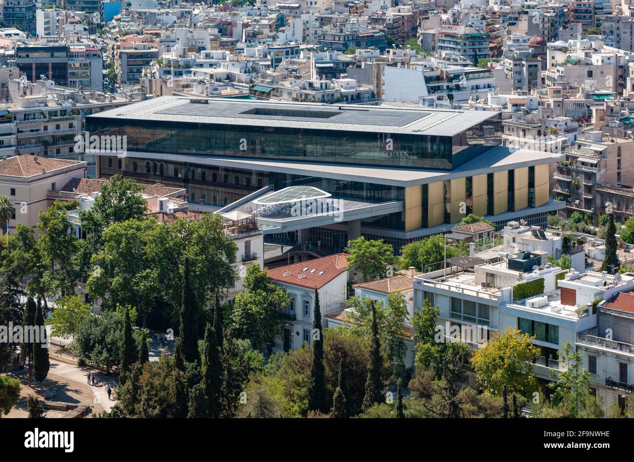 A picture of the Acropolis Museum as seen from the Acropolis of Athens ...
