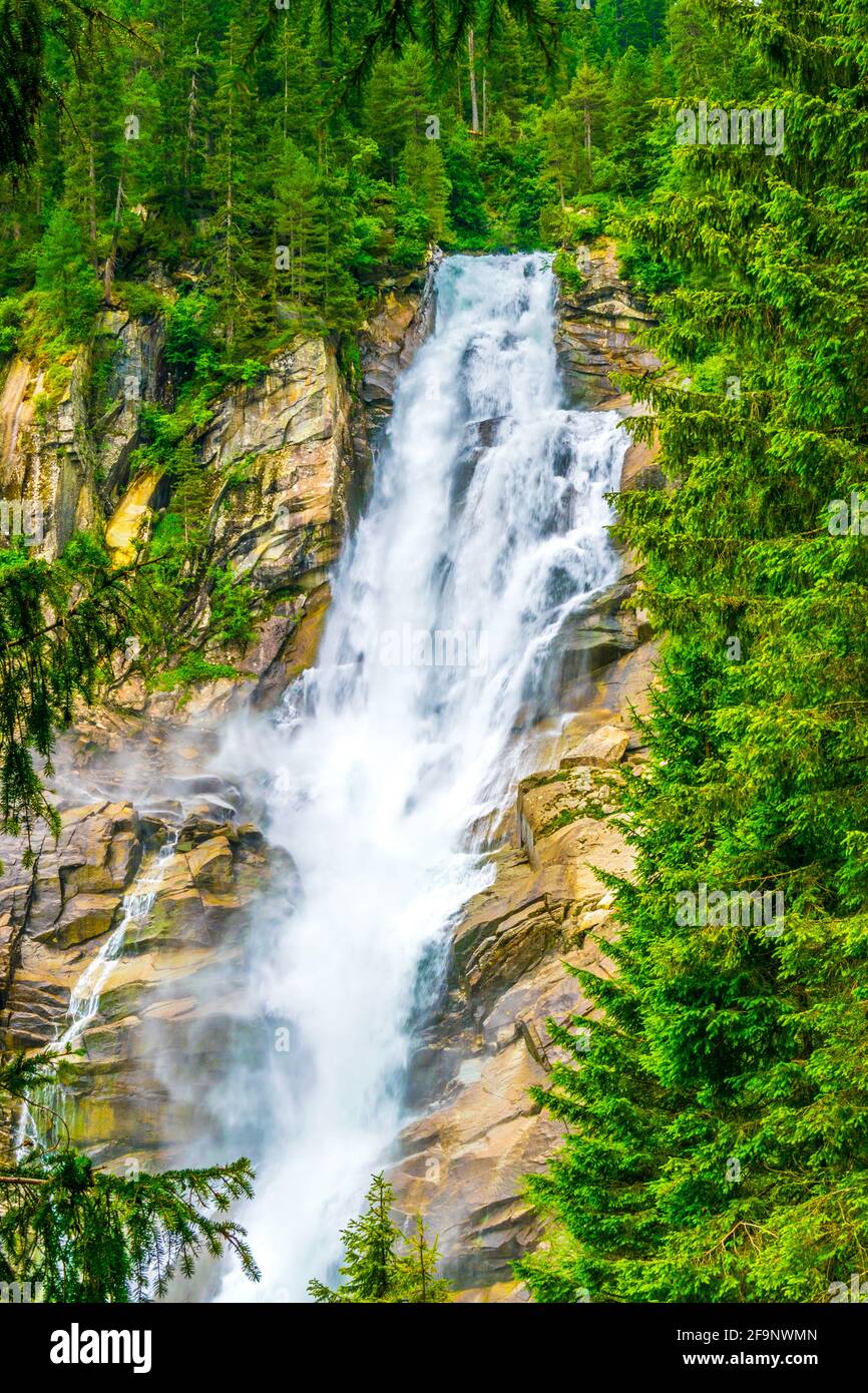 View of the Krimml Waterfall which is the highest waterfall in Austria ...