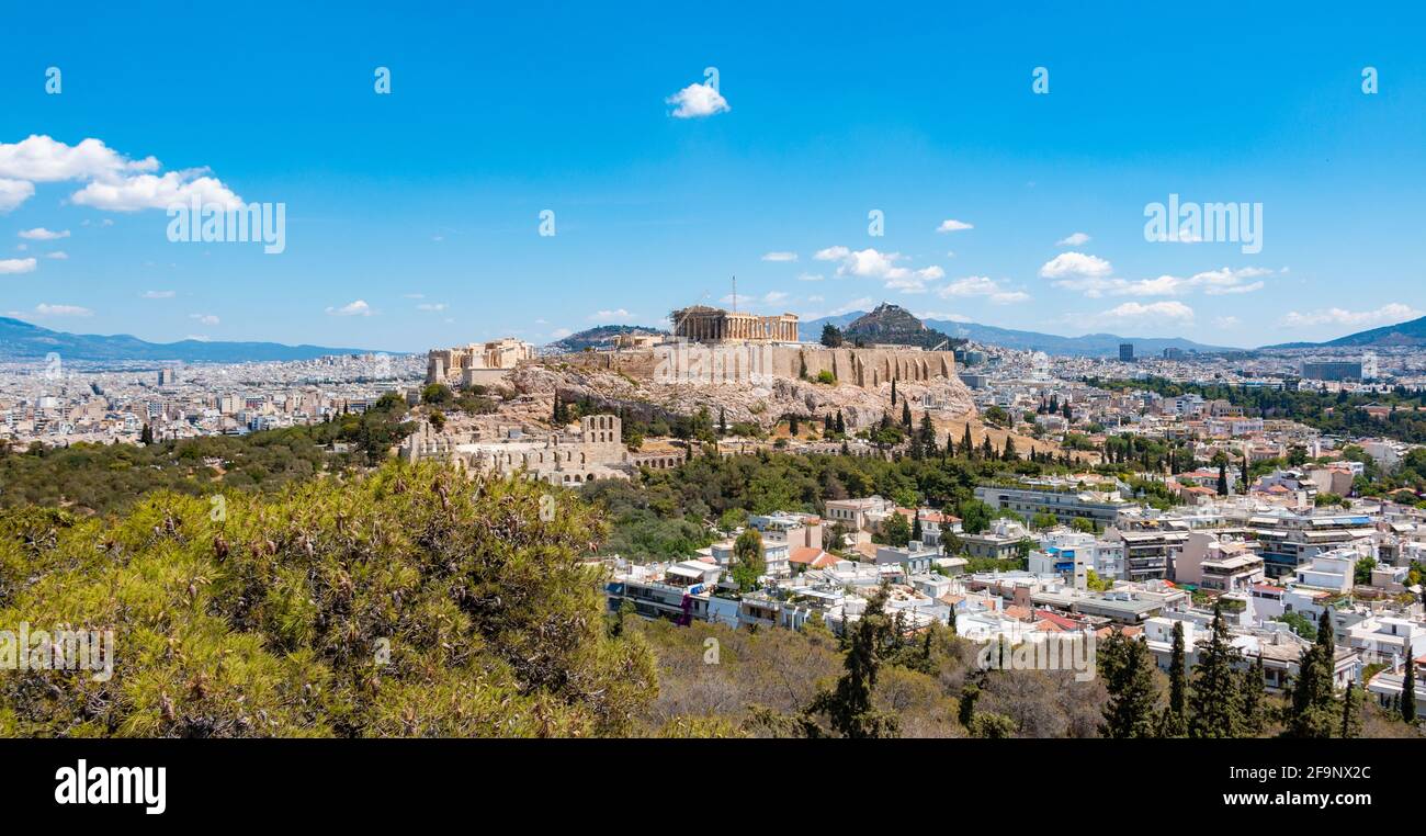 A picture of the Acropolis of Athens as seen from the Filopappou Hill ...