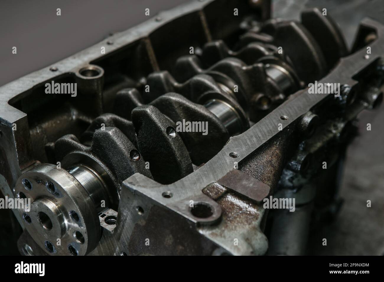 cover of block of petrol engine with cam-shafts Stock Photo - Alamy