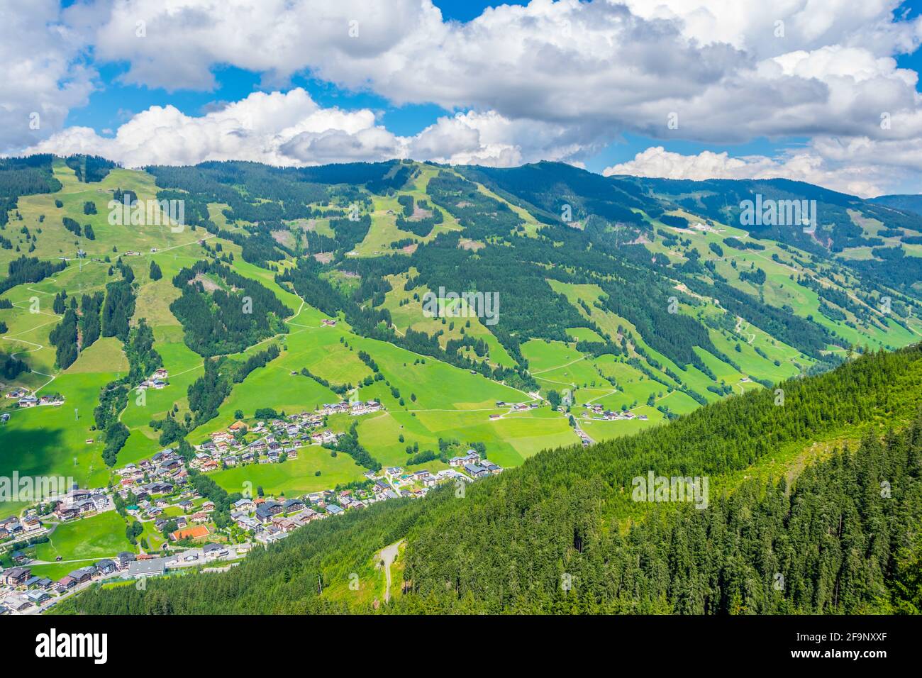 aerial view of Saalbach village in Austria Stock Photo - Alamy