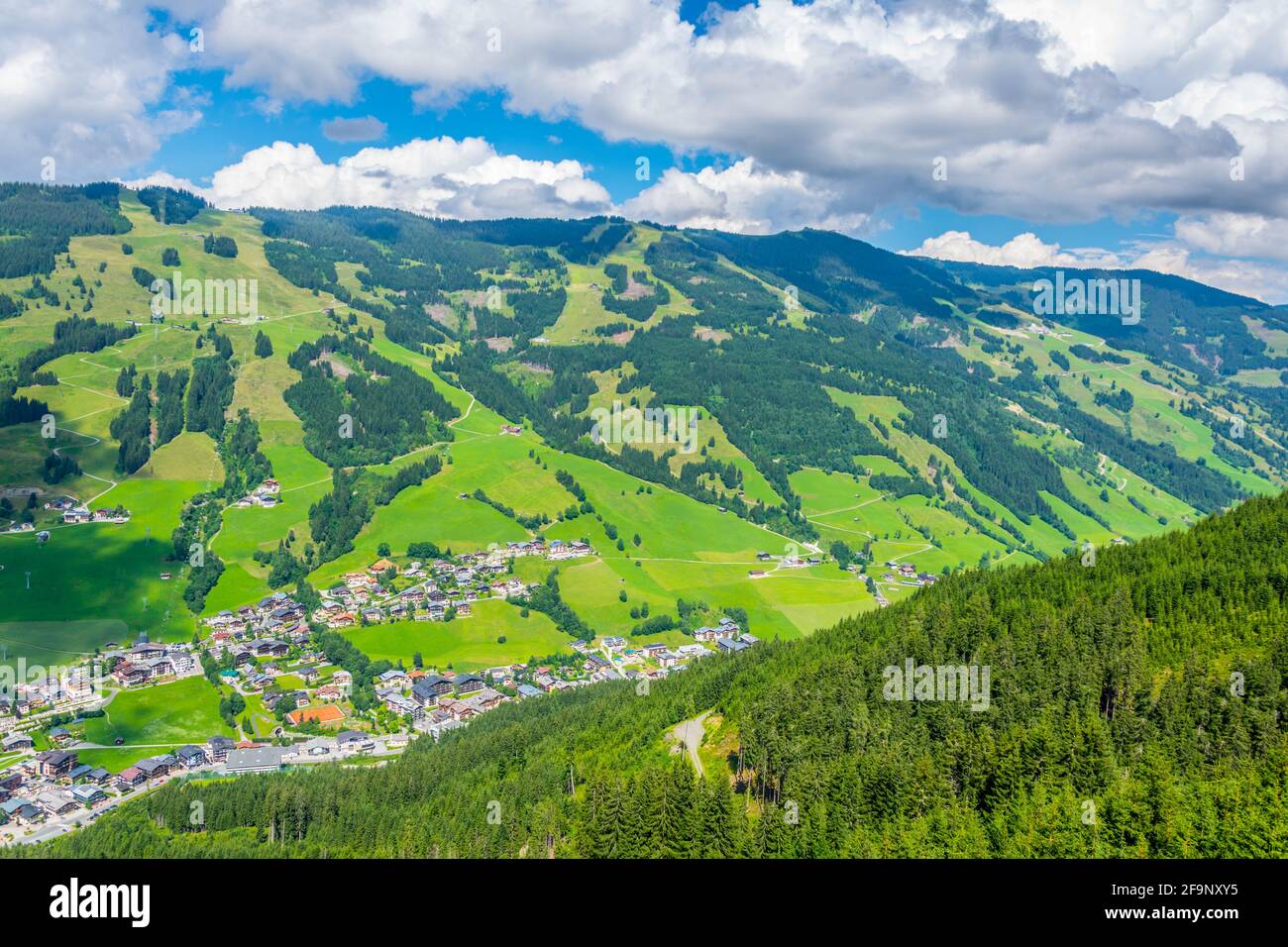 aerial view of Saalbach village in Austria Stock Photo - Alamy