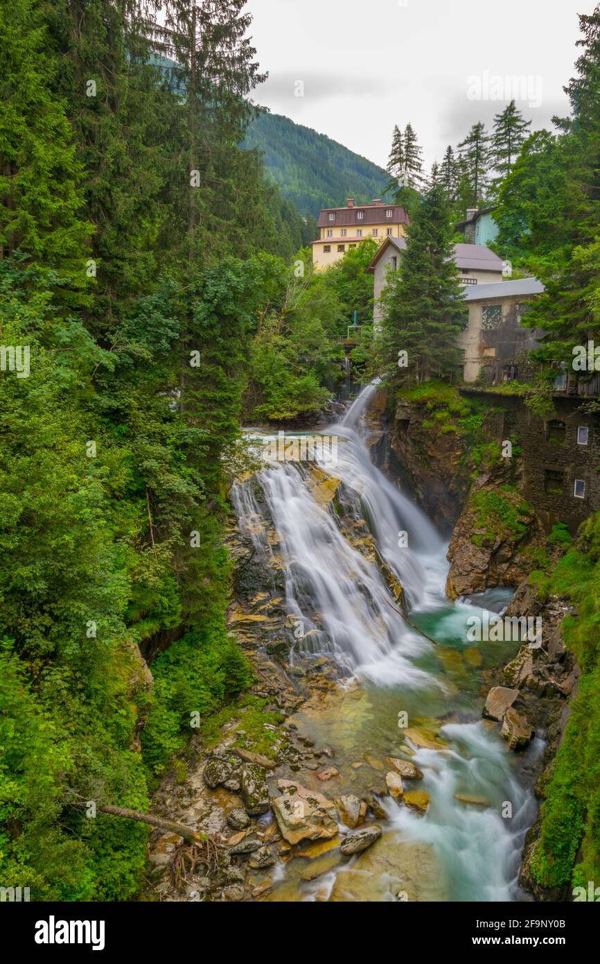 View of waterfall in the Austrian city Bad Gastein Stock Photo - Alamy