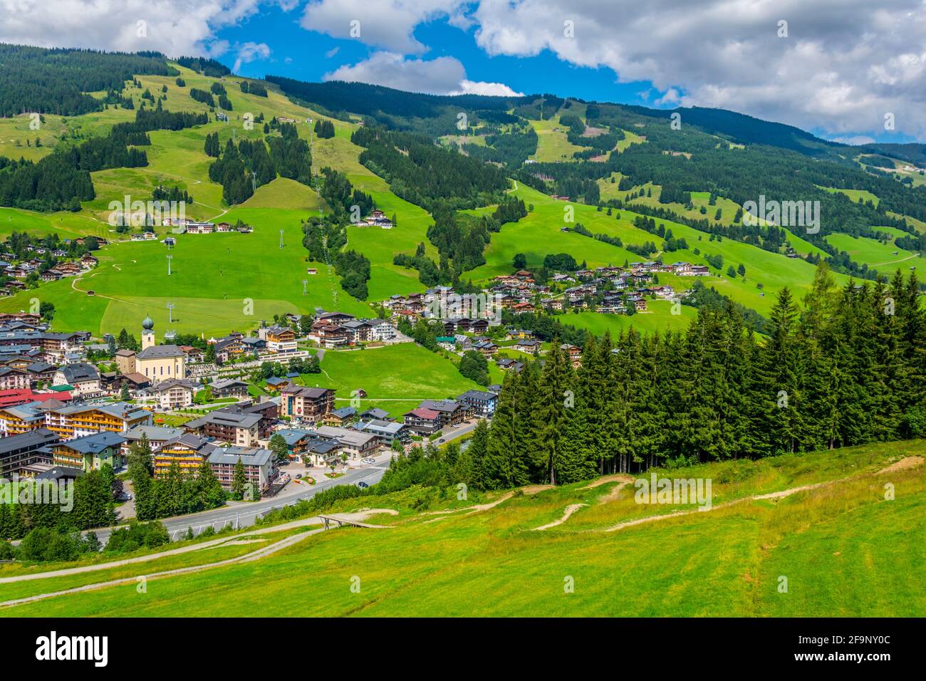 aerial view of Saalbach village in Austria Stock Photo - Alamy