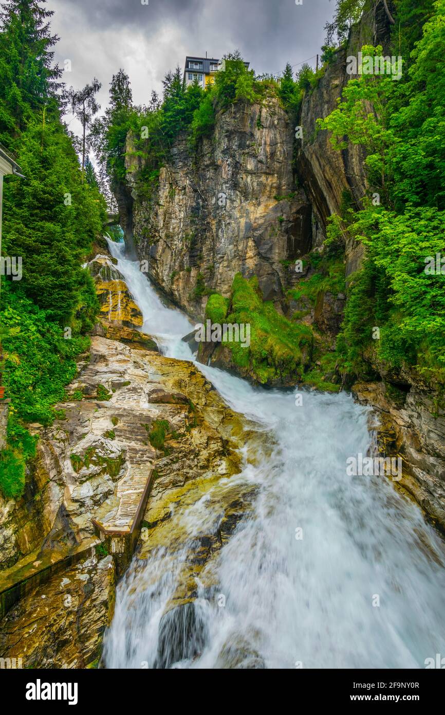 View of waterfall in the Austrian city Bad Gastein Stock Photo - Alamy