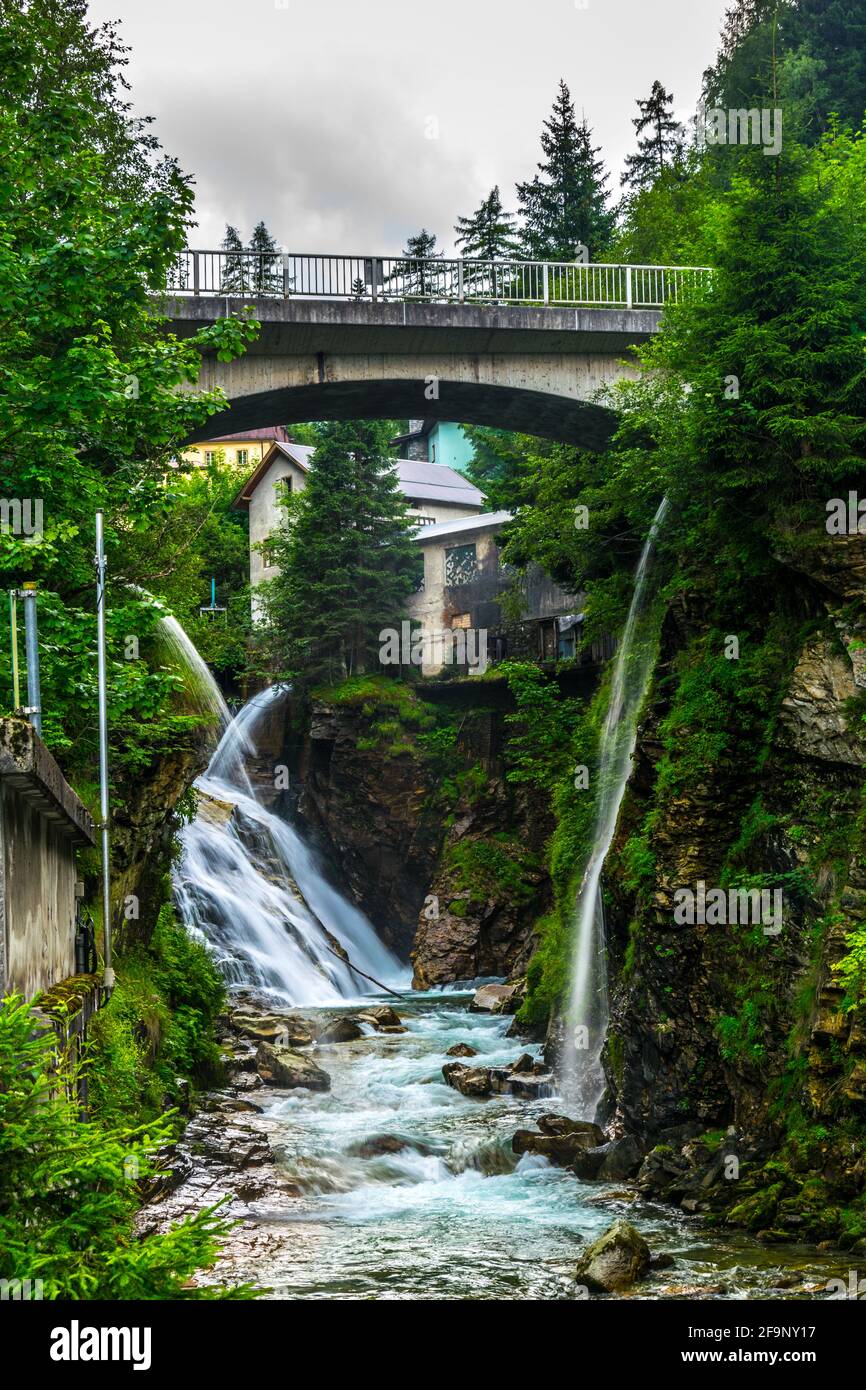 View of waterfall in the Austrian city Bad Gastein Stock Photo - Alamy