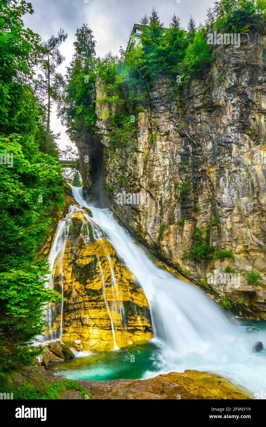 View of waterfall in the Austrian city Bad Gastein Stock Photo - Alamy