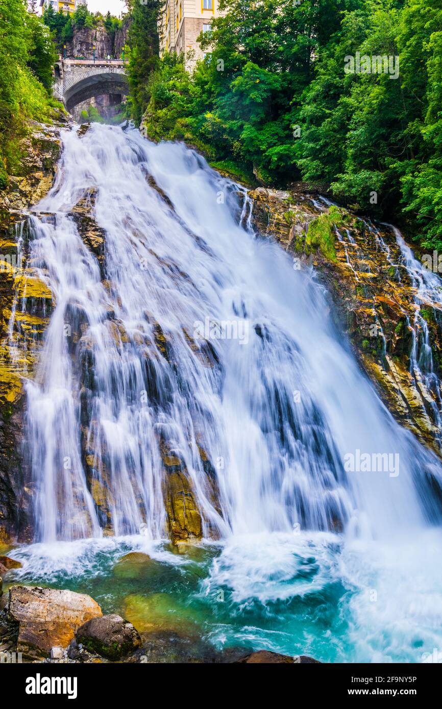 View of waterfall in the Austrian city Bad Gastein Stock Photo - Alamy
