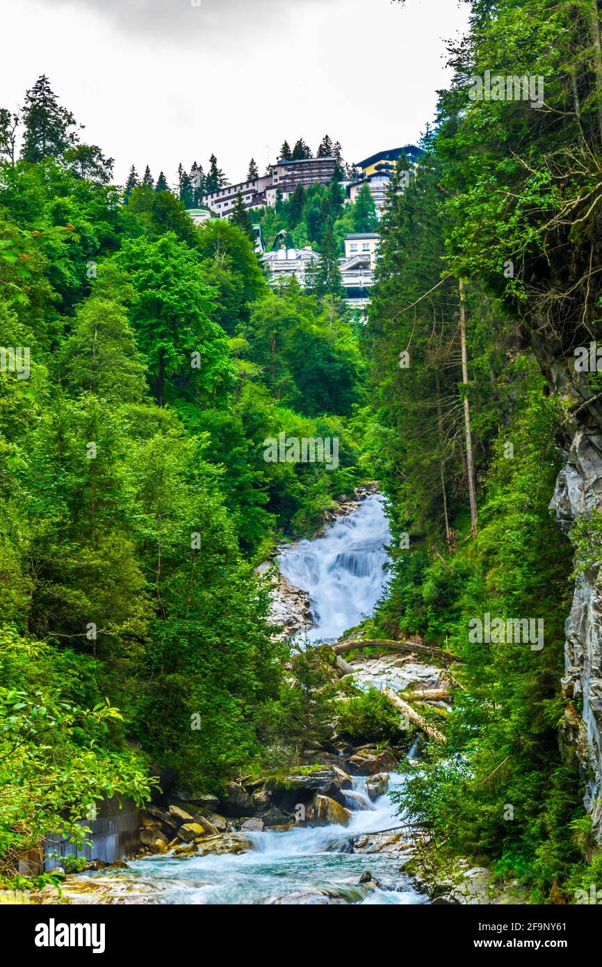 View of waterfall in the Austrian city Bad Gastein Stock Photo - Alamy