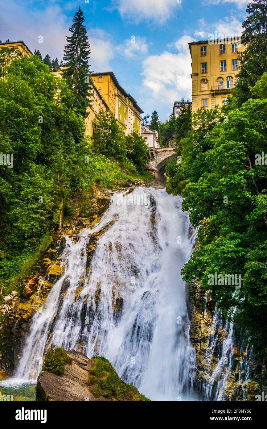 View of waterfall in the Austrian city Bad Gastein Stock Photo - Alamy