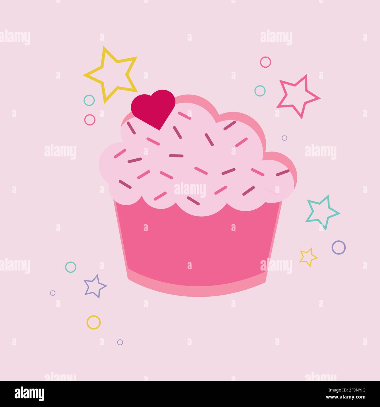 Magic strawberry cupcake flat design logo vector Stock Vector Image ...