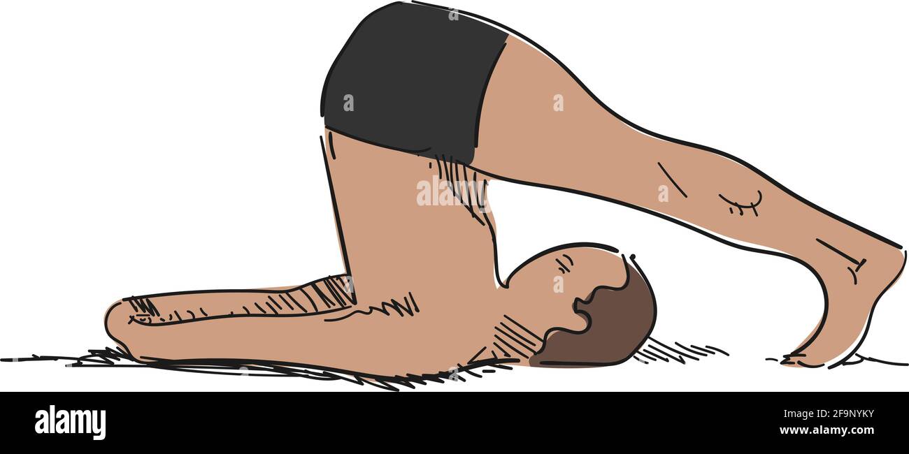 Vector man yoga pose halasana healing posture illustration Stock Vector ...