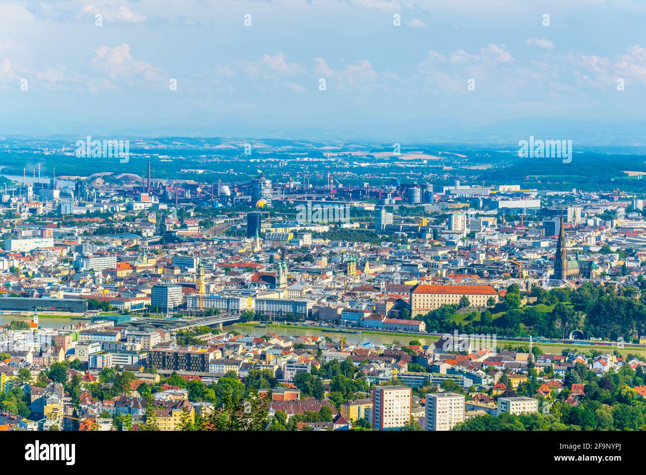 Aerial view of the Austrian city Linz Stock Photo - Alamy