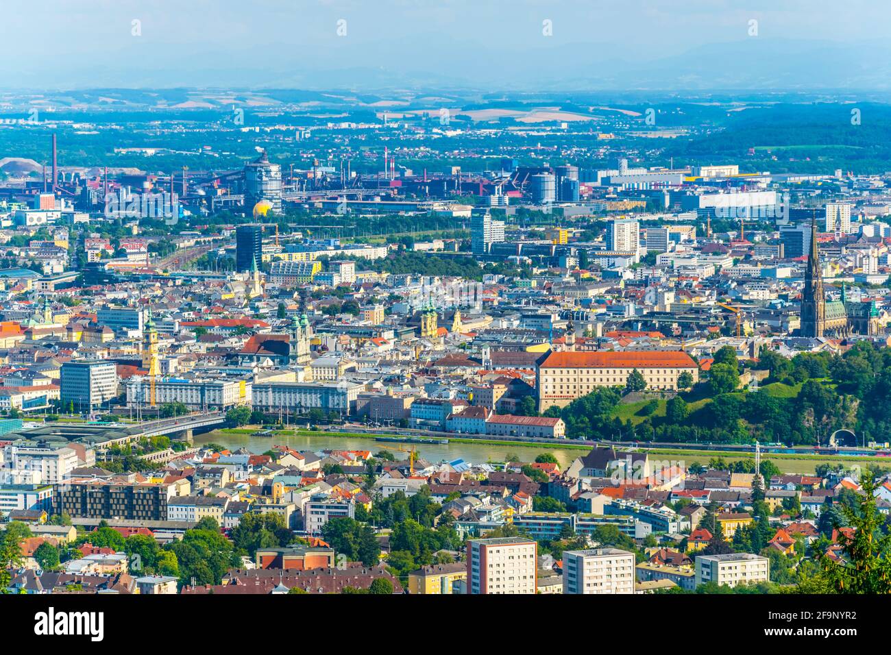 Aerial view of the Austrian city Linz Stock Photo - Alamy