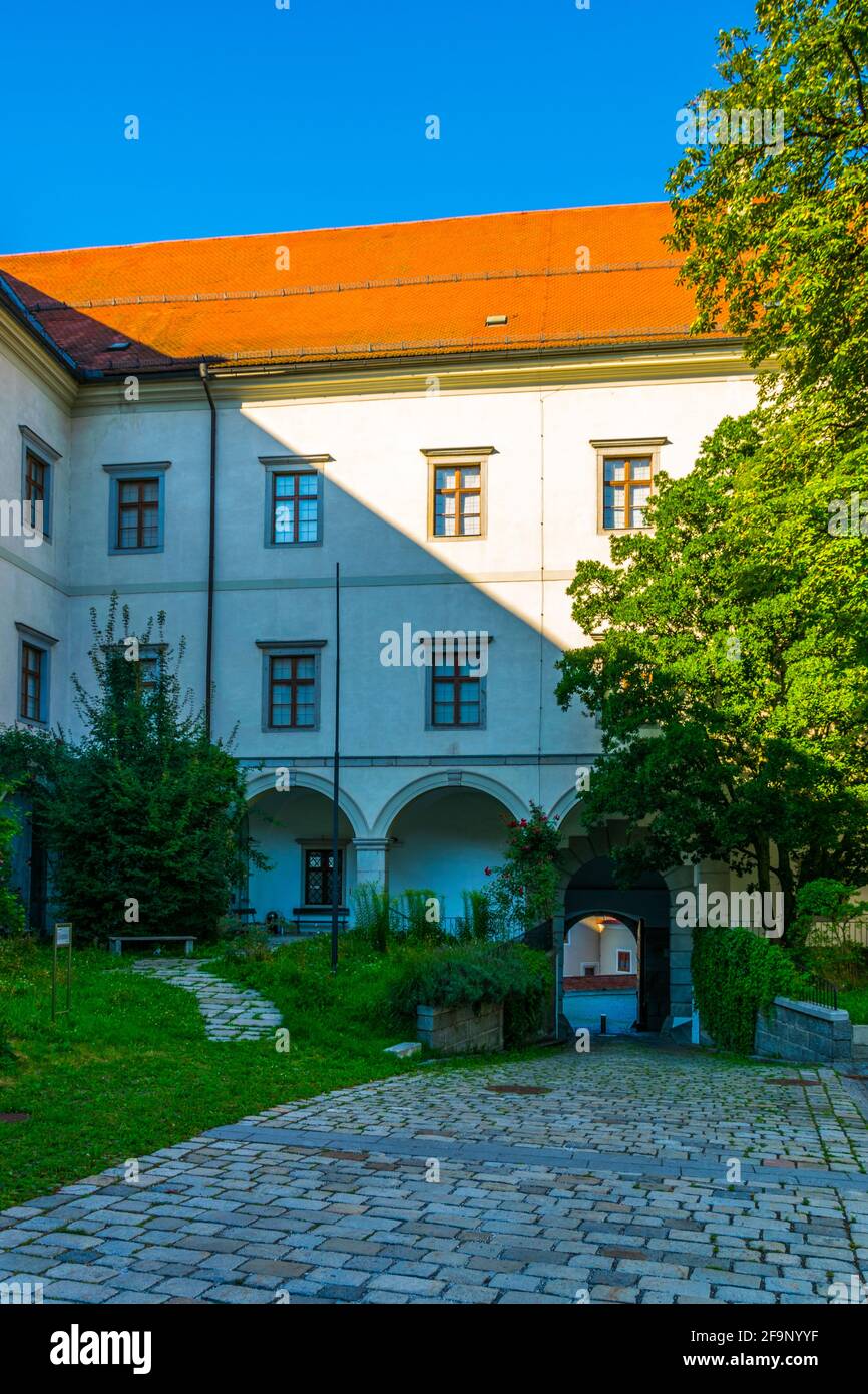Courtyard of the Schloss museum in the Austrian city Linz Stock Photo ...