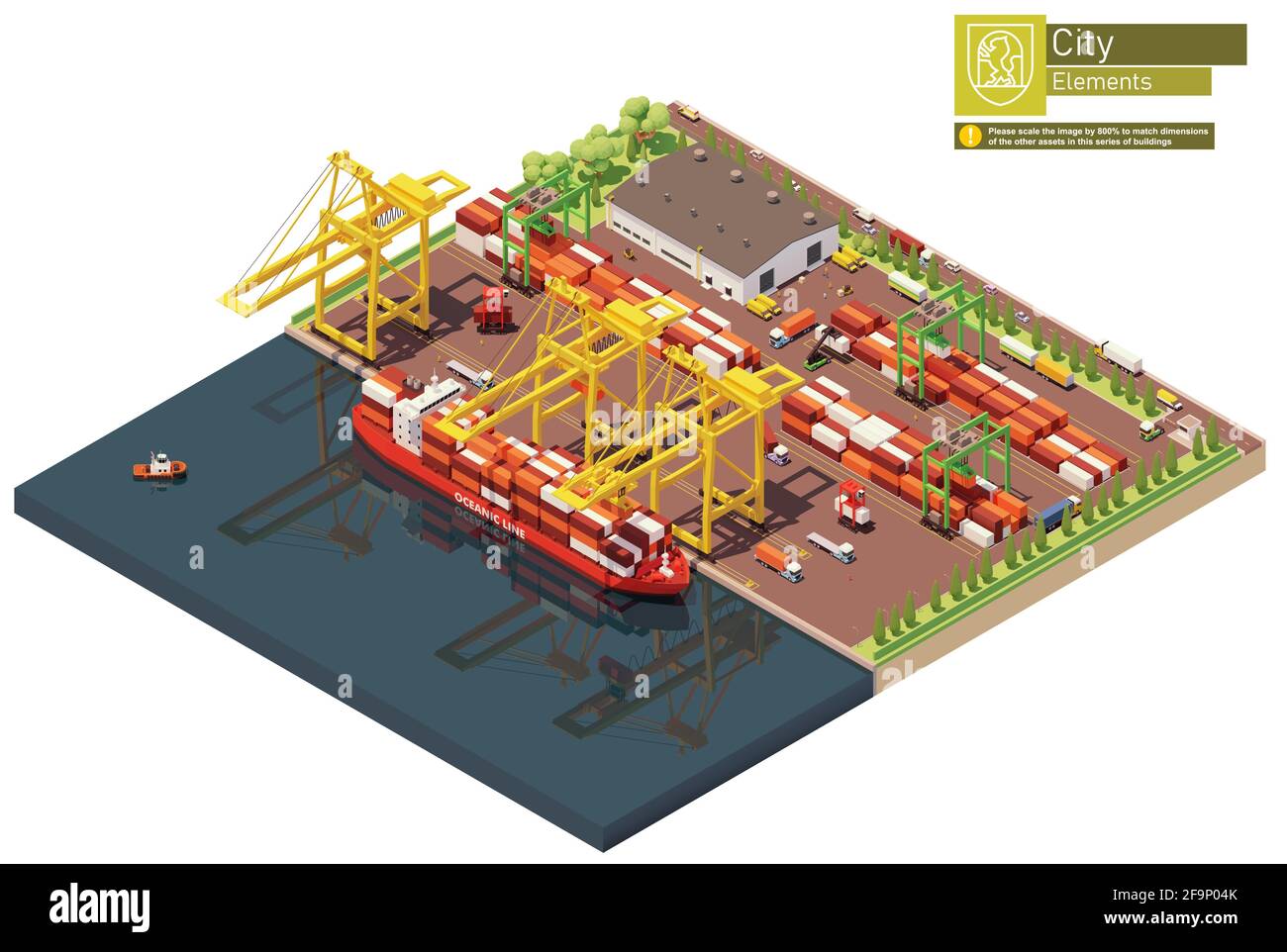 Vector isometric port container terminal and ship Stock Vector Image ...