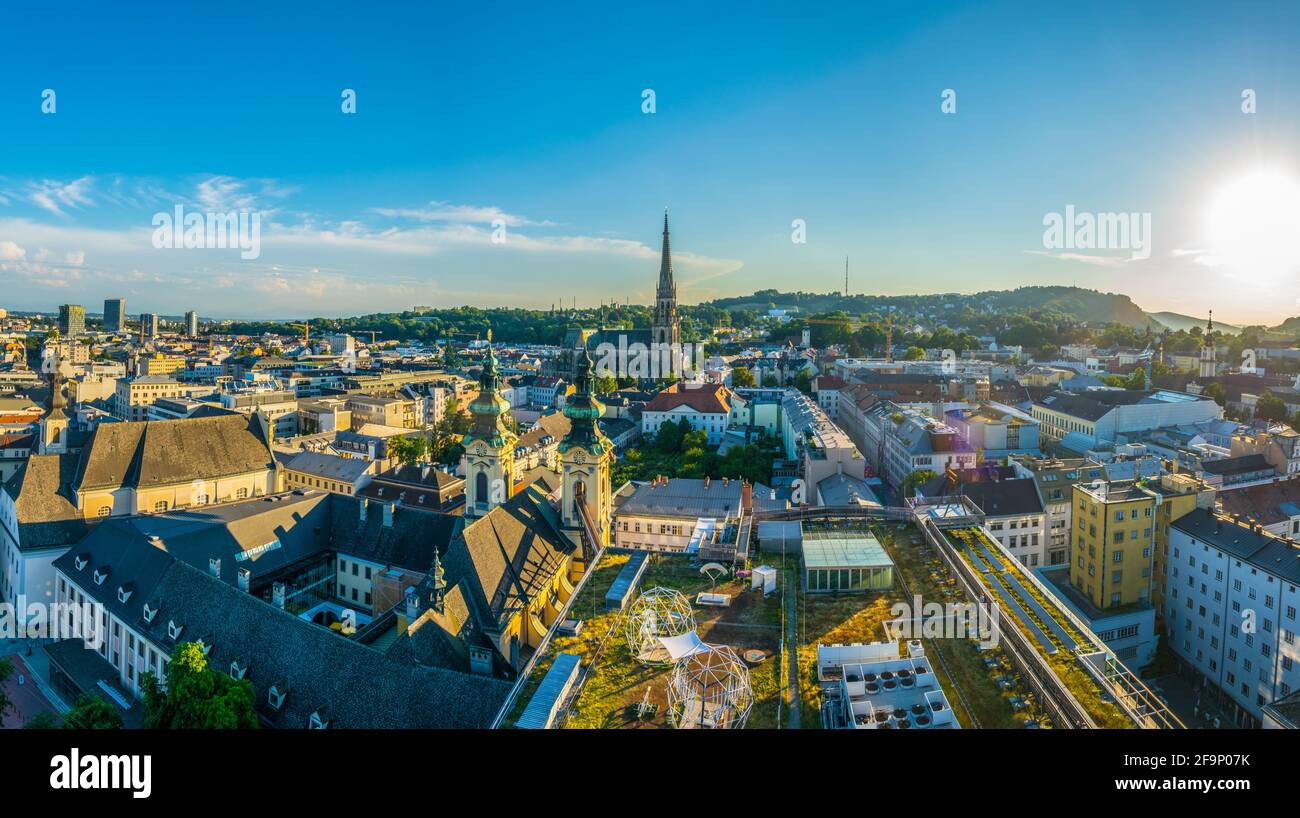 Linz Cityscape with New Cathedral and Church of the Ursulines, Austria Stock Photo - Alamy