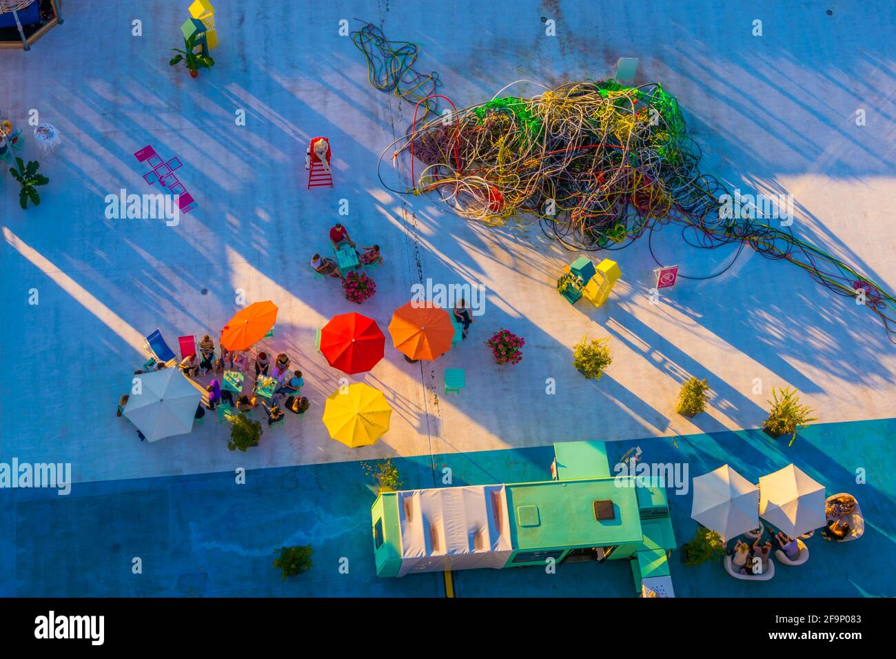 aerial view of a rooftop summer bar during sunset Stock Photo - Alamy