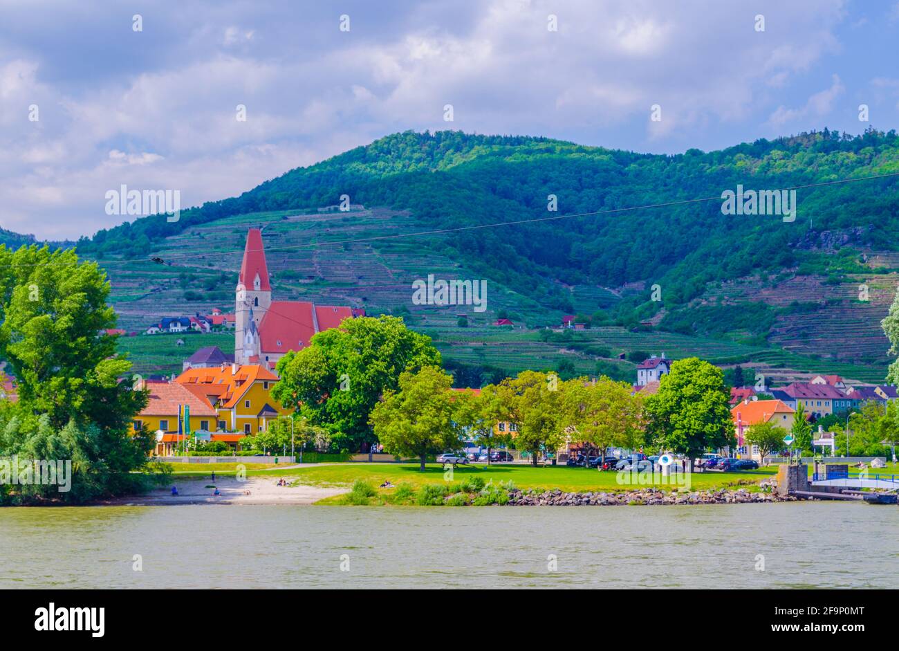 The town of Spitz an der Donau along the Danube River in the ...