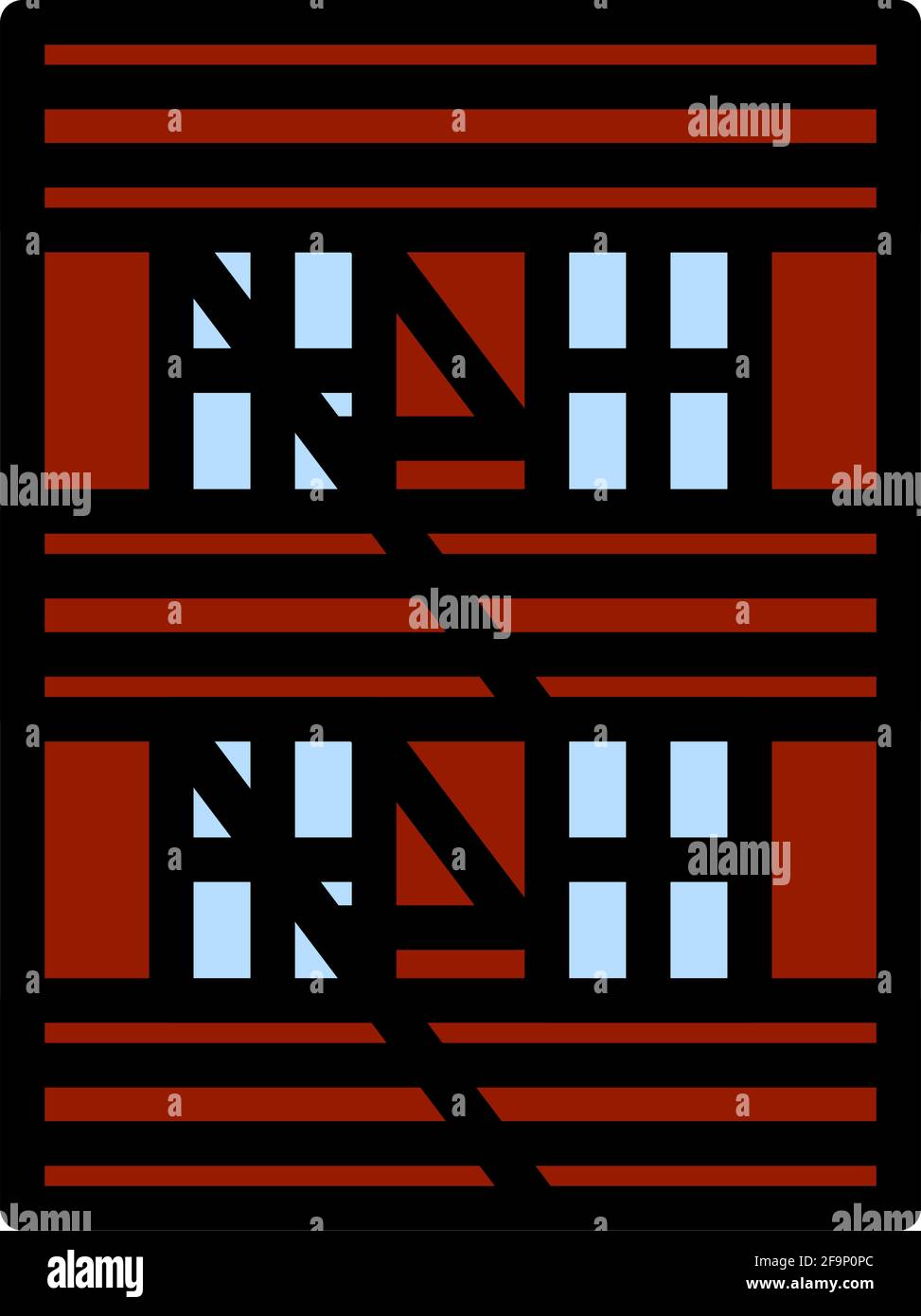 Emergency Fire Ladder Icon. Editable Bold Outline With Color Fill ...