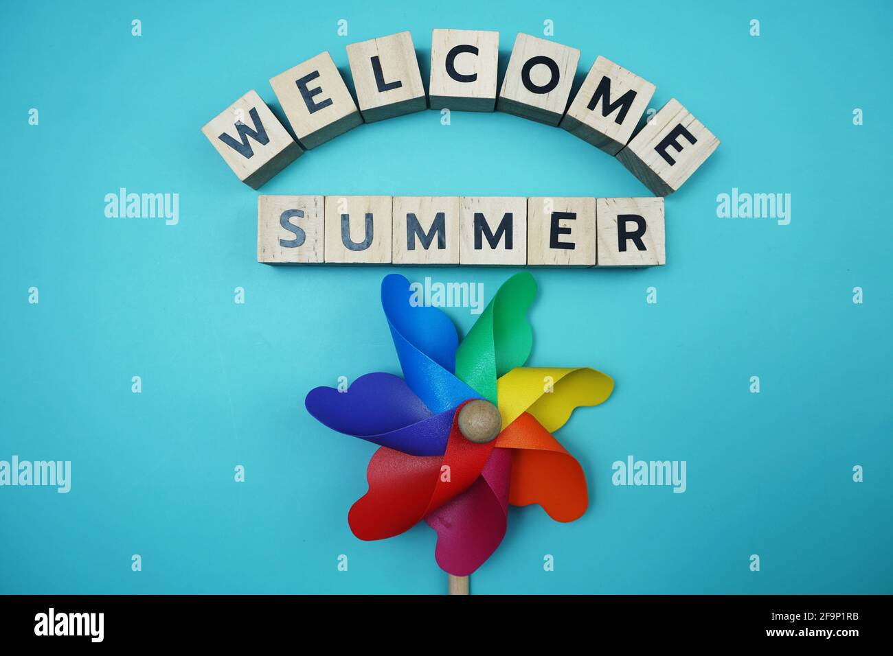 Welcome Summer message alphabet letter on blue background Stock Photo ...