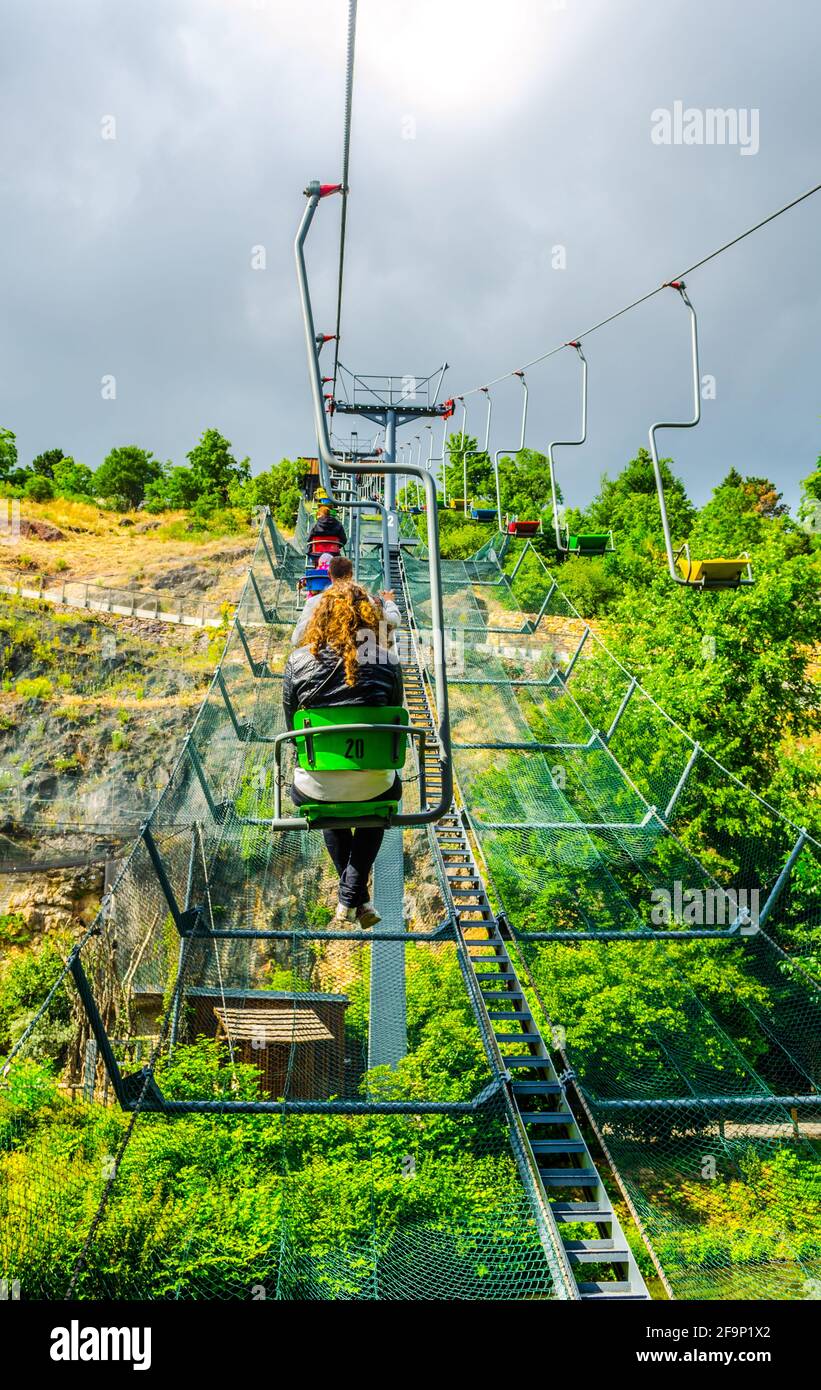 view of a cable car inside of the zoo of prague Stock Photo - Alamy