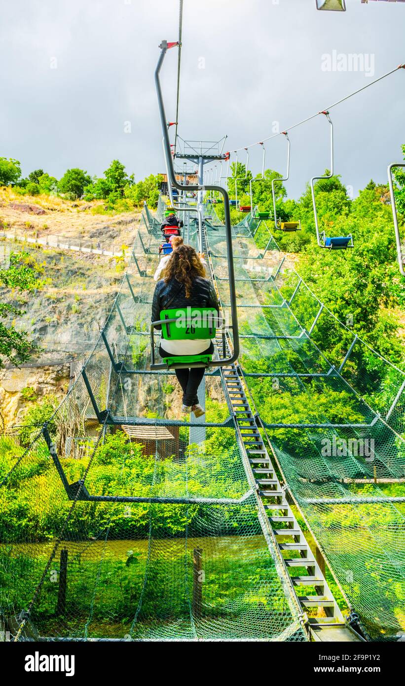 view of a cable car inside of the zoo of prague Stock Photo - Alamy