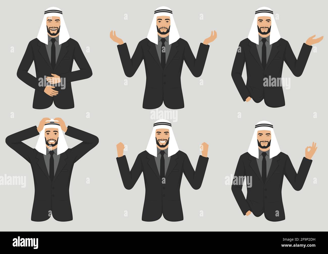 vector illustration of a arab man character expressions with hands ...