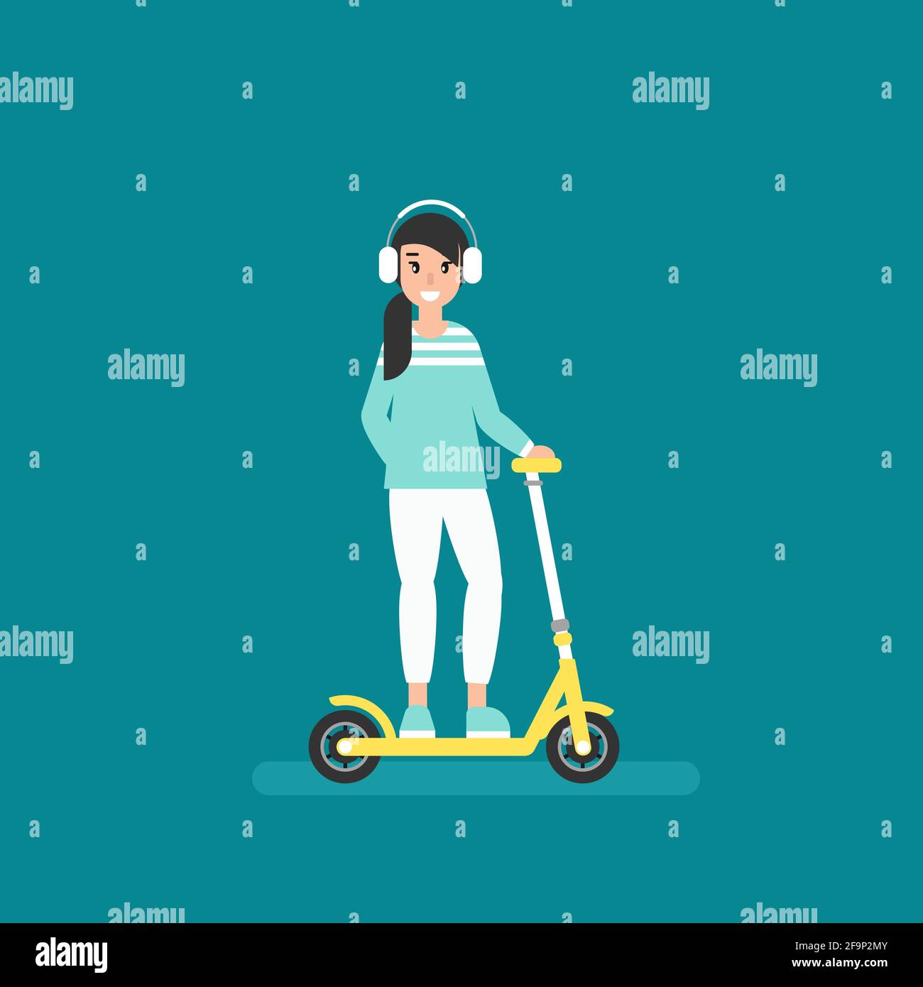 Push Bike An Woman Stock Vector Images Alamy
