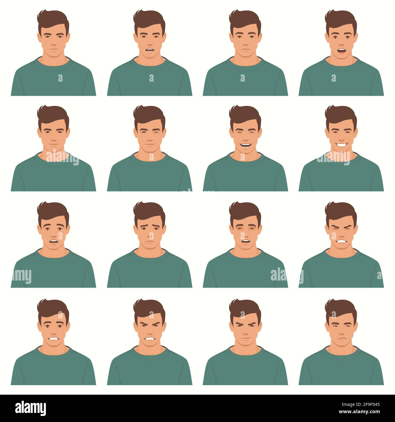 vector illustration of a face expressions, set of a different face ...