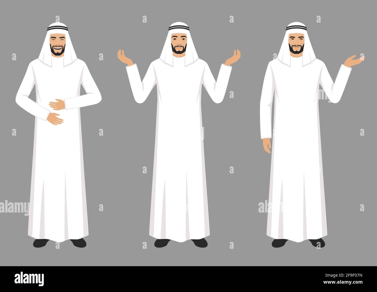 vector illustration of a arab man character expressions with hands ...