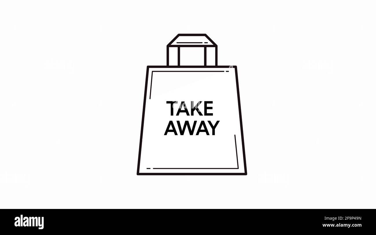 Vector Isolated Black and White Take Away Bag Icon or Sign Stock Vector ...