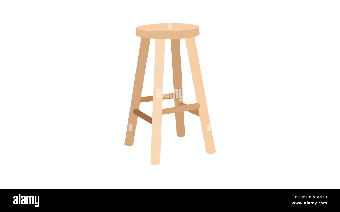 Vector Isolated Illustration of a Wooden Stool Stock Vector Image & Art ...