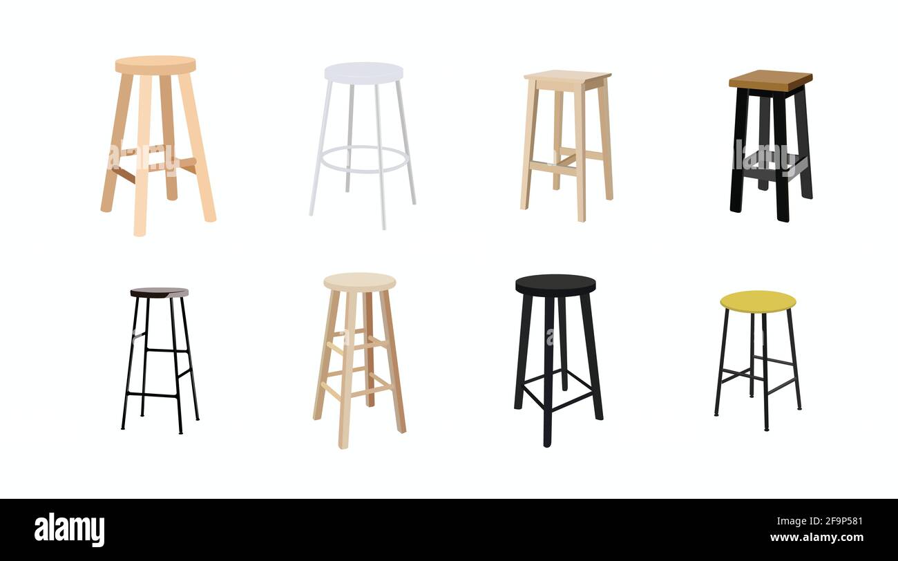 Vector isolated Wooden Stools Set Stock Vector Image & Art - Alamy