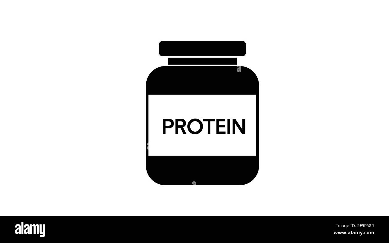 Vector Isolated Illustration of a Protein Bottle. Black and White ...