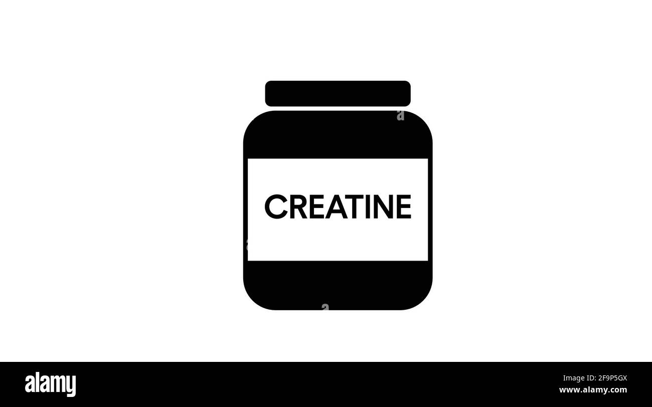 Vector Isolated Illustration of a Creatine Bottle. Black and White ...