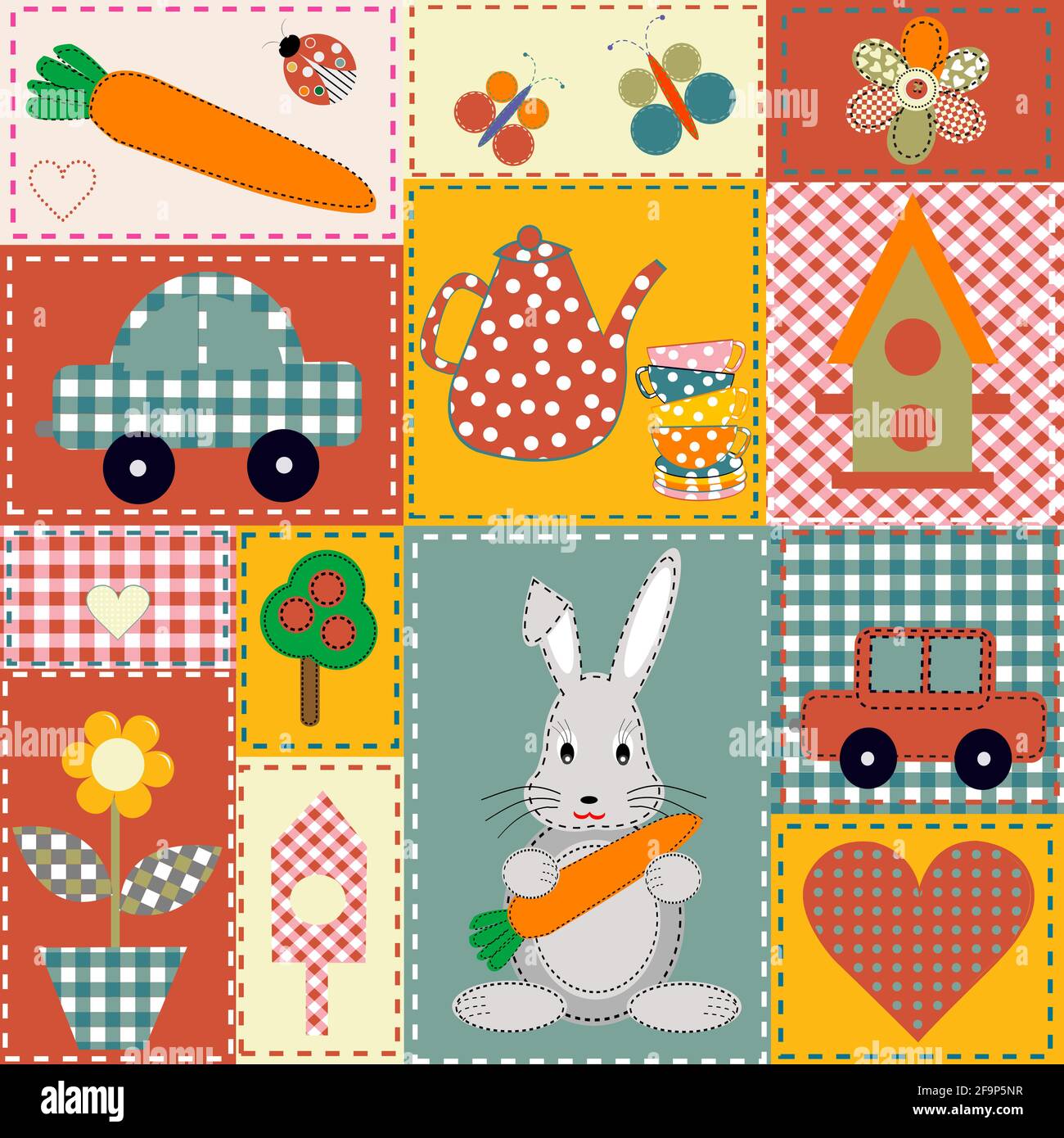 Sewn patchwork Stock Vector Images - Alamy