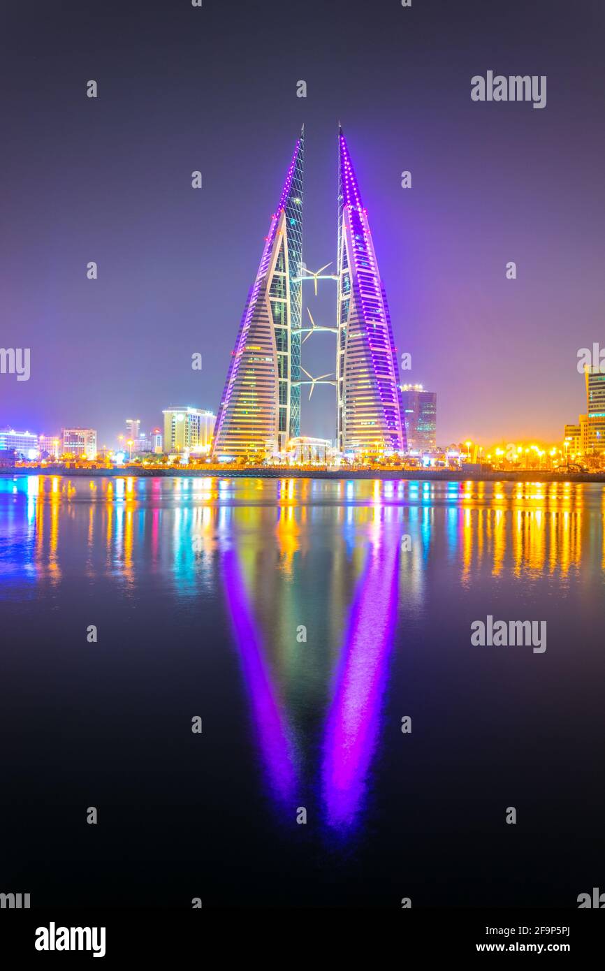 Skyline of Manama dominated by the World trade Center building during ...