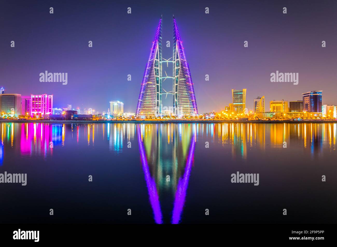Skyline of Manama dominated by the World trade Center building during ...
