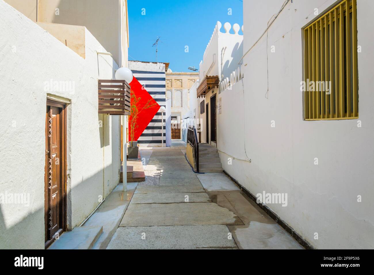 View of whitawashed houses situated alongside the famous, unesco ...