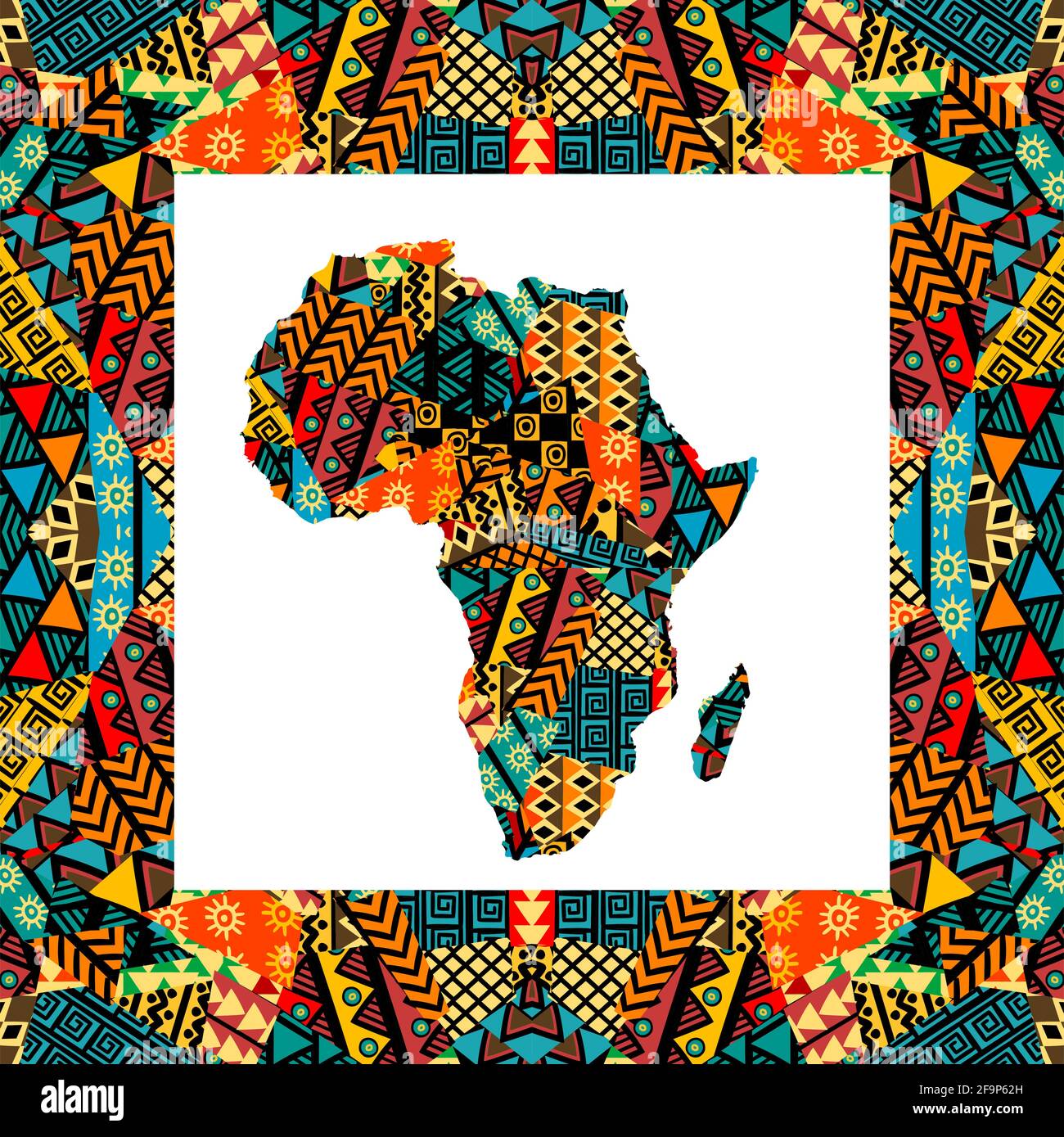 Africa map and frame with ethnic motifs Stock Vector Image & Art - Alamy