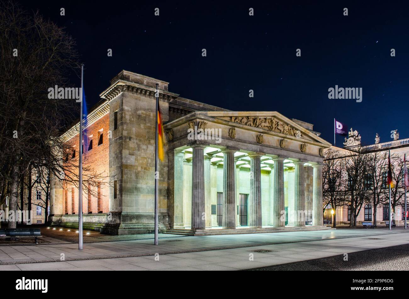 neue wache memorial in berlin during night is commemorating victims of ...