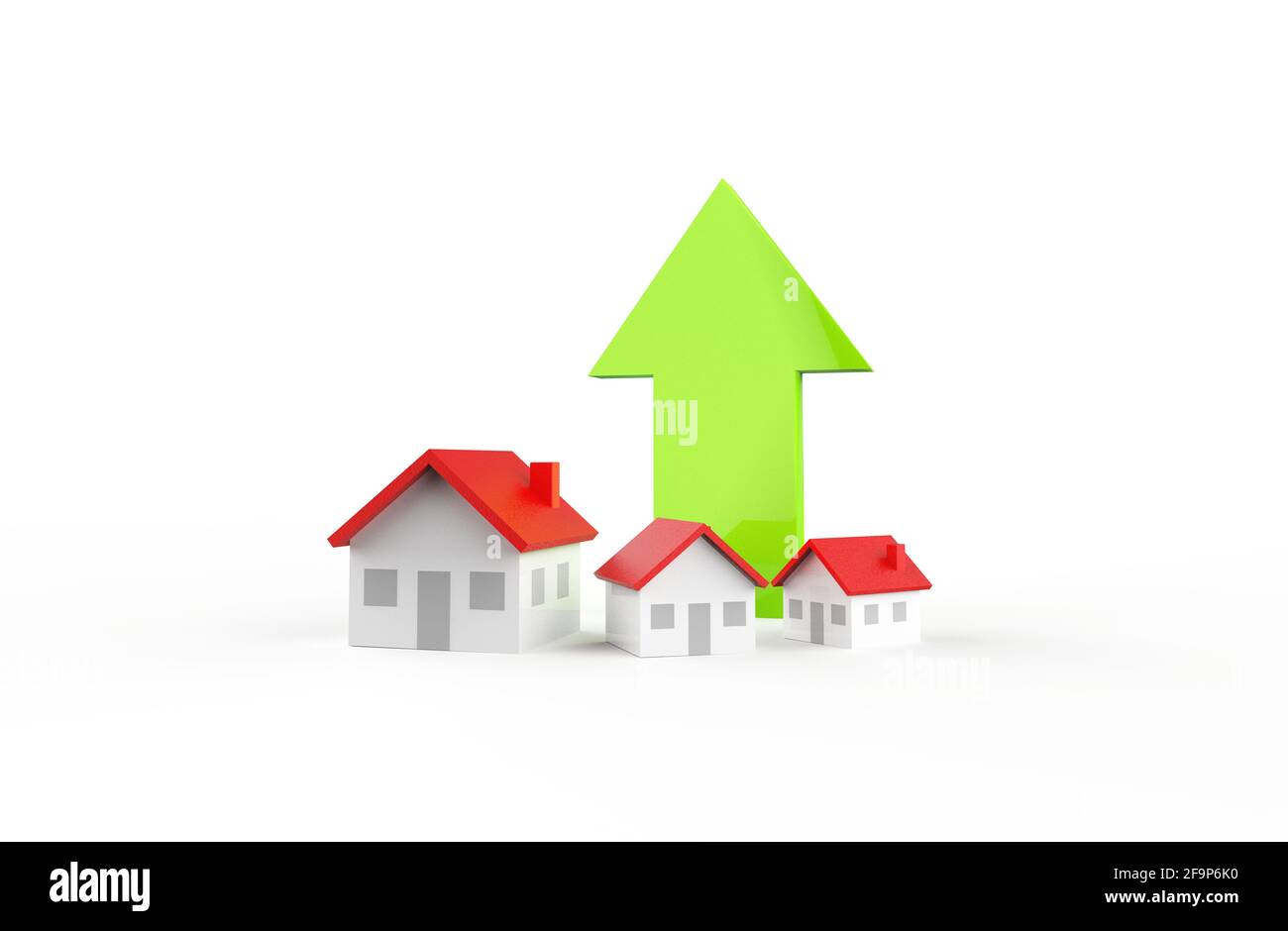 Real estate business growth with green arrow. 3D Illustration Stock ...